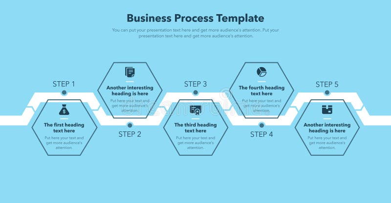 Business Process Template with Five Steps - Blue Version Stock Vector ...