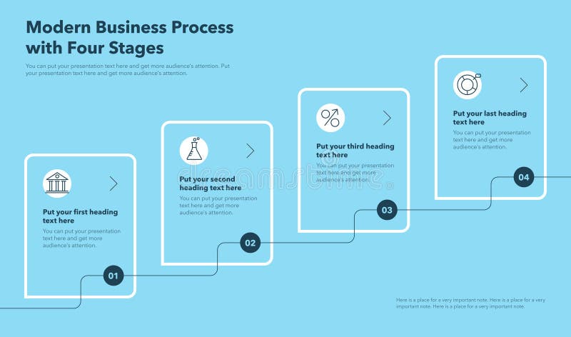 Four Stages Business Process with Arrows and Minimalistic Icons Stock ... Four Stages Business Process with Arrows and Minimalistic Icons Stock ...