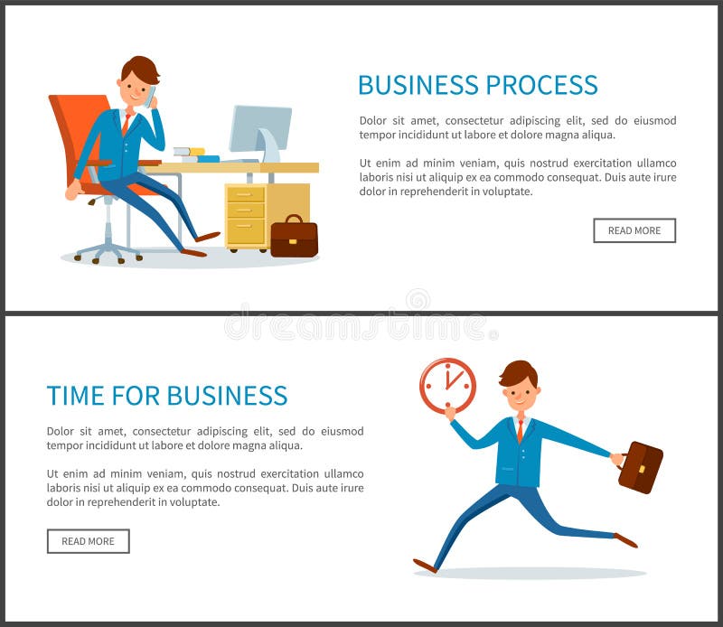 Business Process and Time of Businessman with Case Stock Vector ...