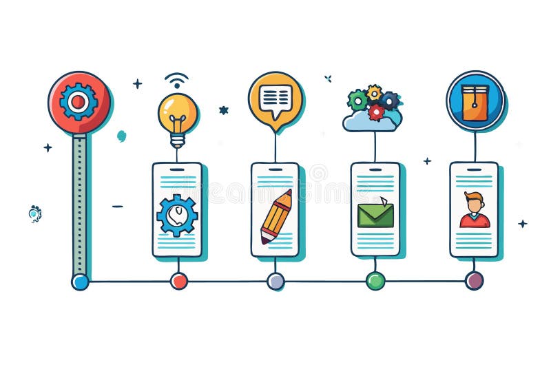 Business Process Timeline Infographic with Sequential Elements for ...