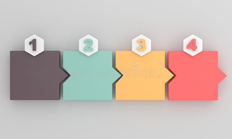 Business Process. Timeline Infographics Square with 4 Steps, Options ...