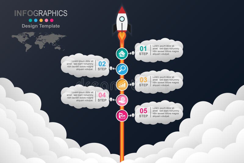 Business Process Timeline Infographics 6 Step, 3D Shape Stock Vector ...