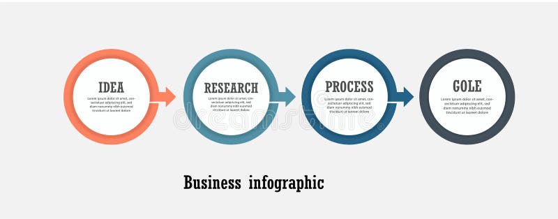 Business Process. Timeline Infographics with 4 Steps, Circles, and ...