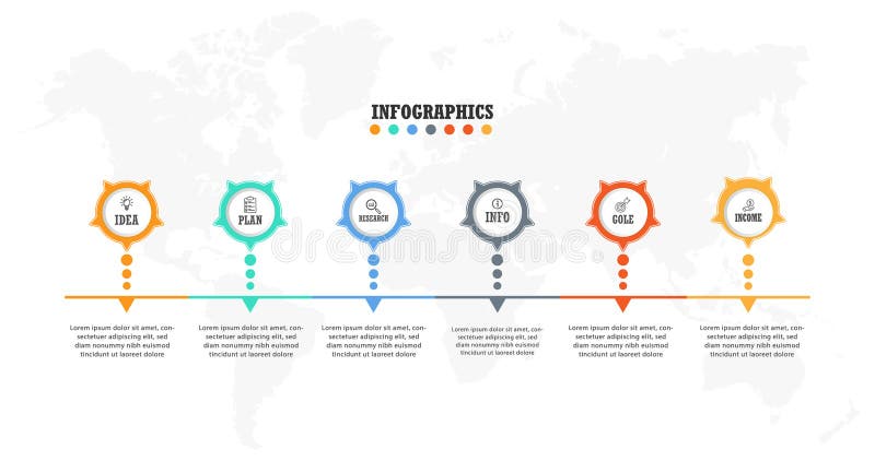 Business Process. Timeline Infographics with 6 Steps, Options. Vector ...