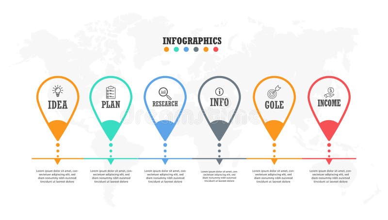 Business Process. Timeline Infographics with 6 Steps, Options. Vector ...