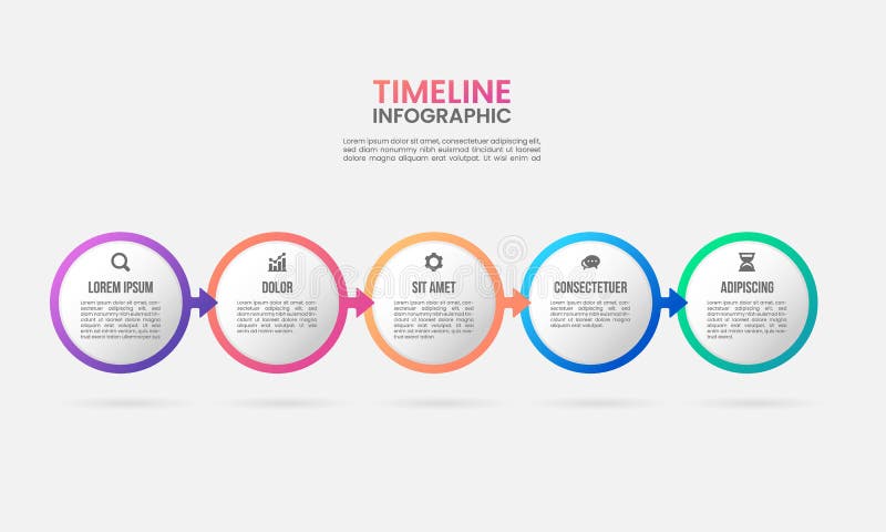 Business Process Timeline Infographics 5 Steps Shapes Template Stock ...