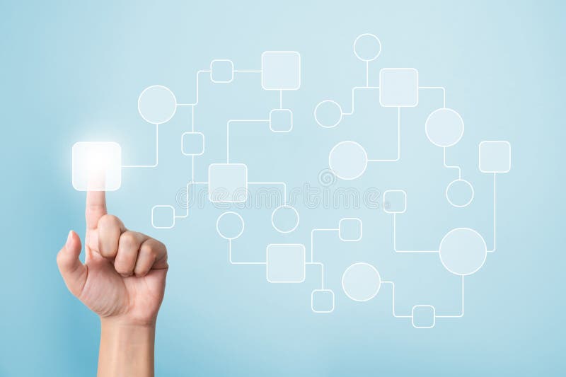 Hand Pointing Illustration Processing Management Stock Photo - Image of ...