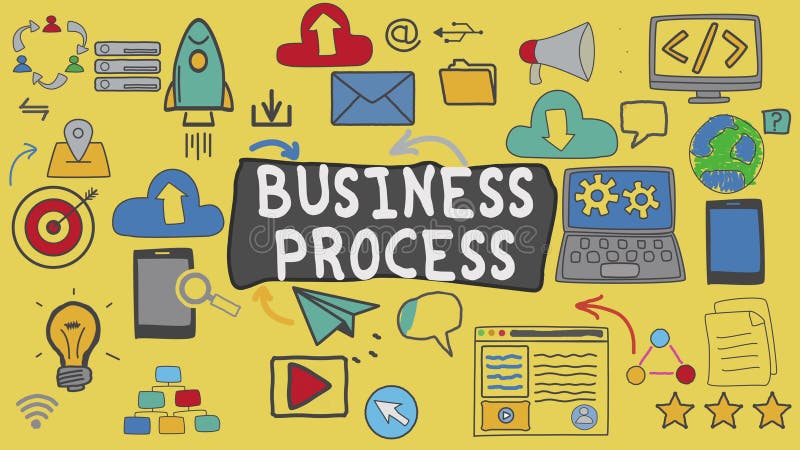 Business Process, Yellow Illustration Graphic Technology Concept Stock ...