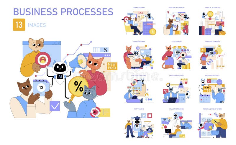 Business Processes. Flat Vector Illustration Stock Vector ...
