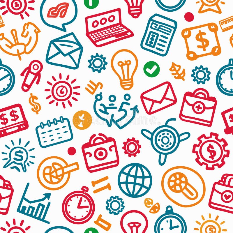 Business and Productivity Pattern Stock Illustration - Illustration of ...