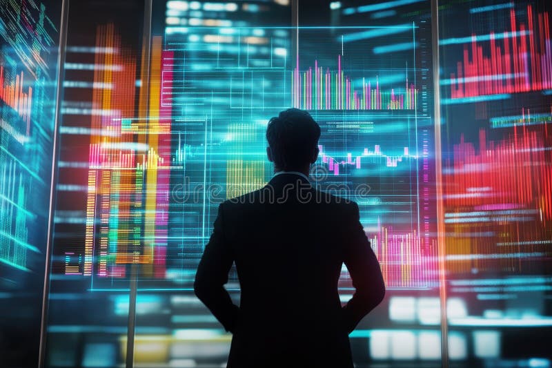 A Business Professional Analyzes Digital Data Visualizations in a ...