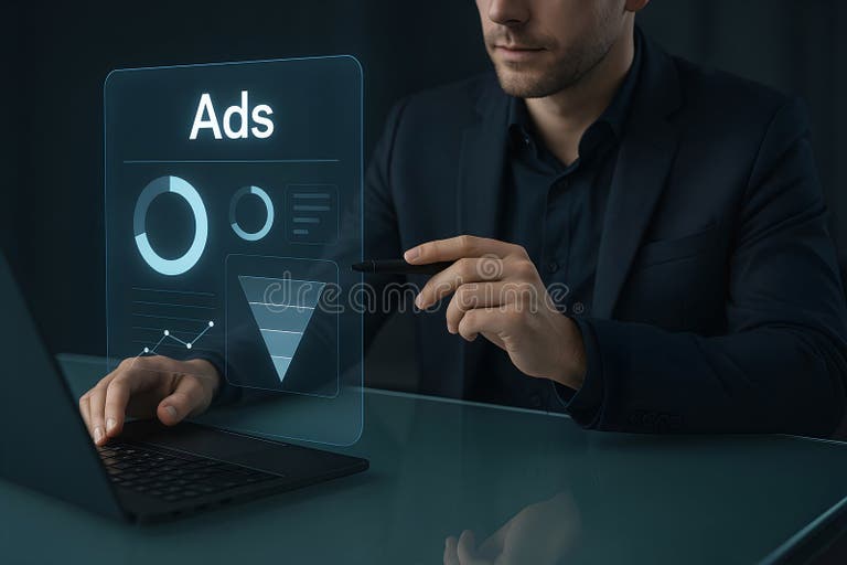 Business Professional Analyzing Advertising Campaign Performance on ...