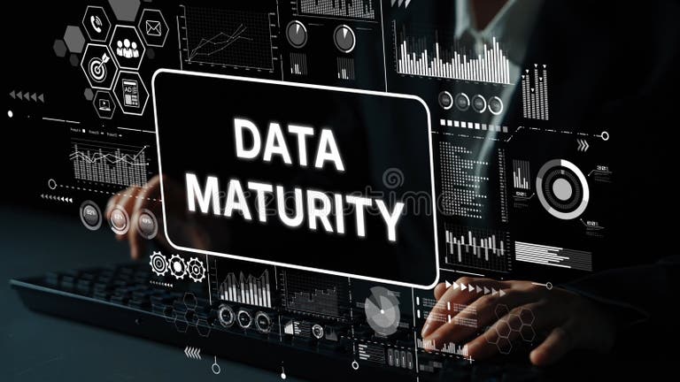 Business Professional Analyzing Data Maturity with Digital Graphs and ...