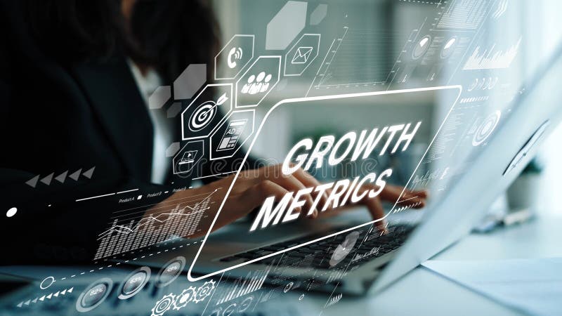 Business Professional Analyzing Digital Growth Metrics on Laptop in ...