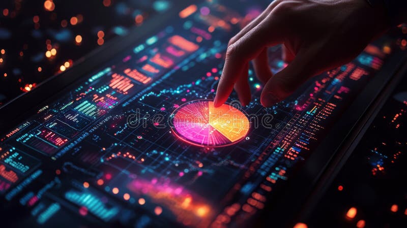 Business Professional Analyzing Digital Pie Chart on Tablet Device ...