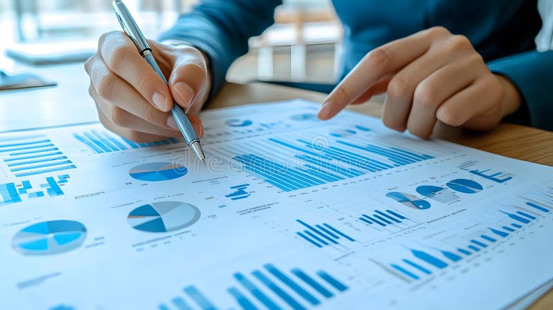 Business Professional Analyzing Financial Charts and Graphs,Focused on ...