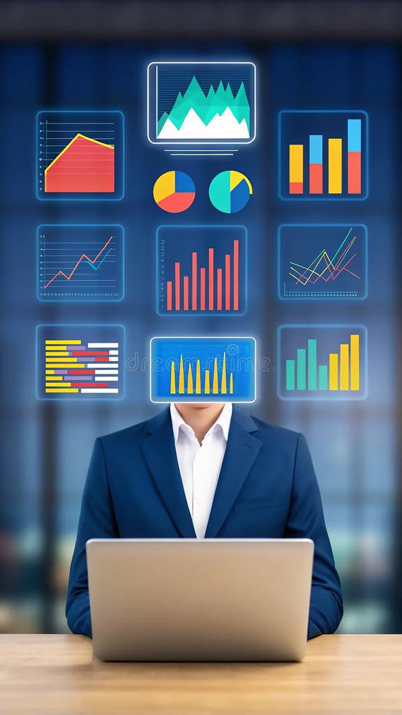 Business Professional Analyzing Holographic Data Visualizations ...