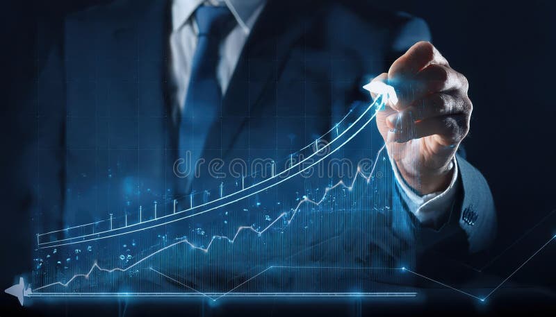 Business Professional Analyzing an Upward Trend Graph in a Modern ...