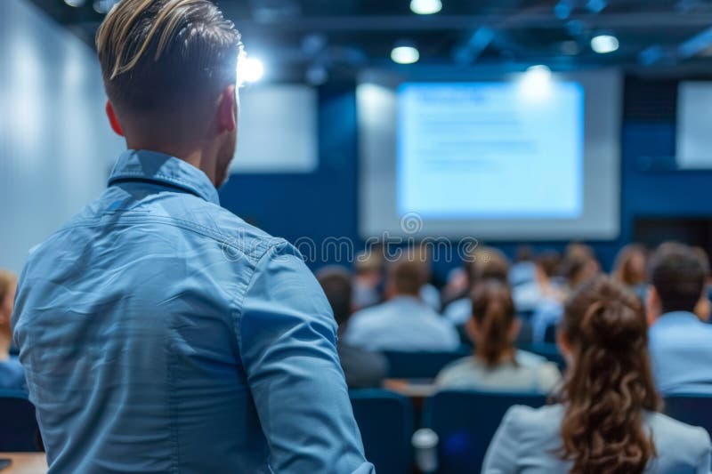 Business Professional Attending a Corporate Presentation Stock Photo ...