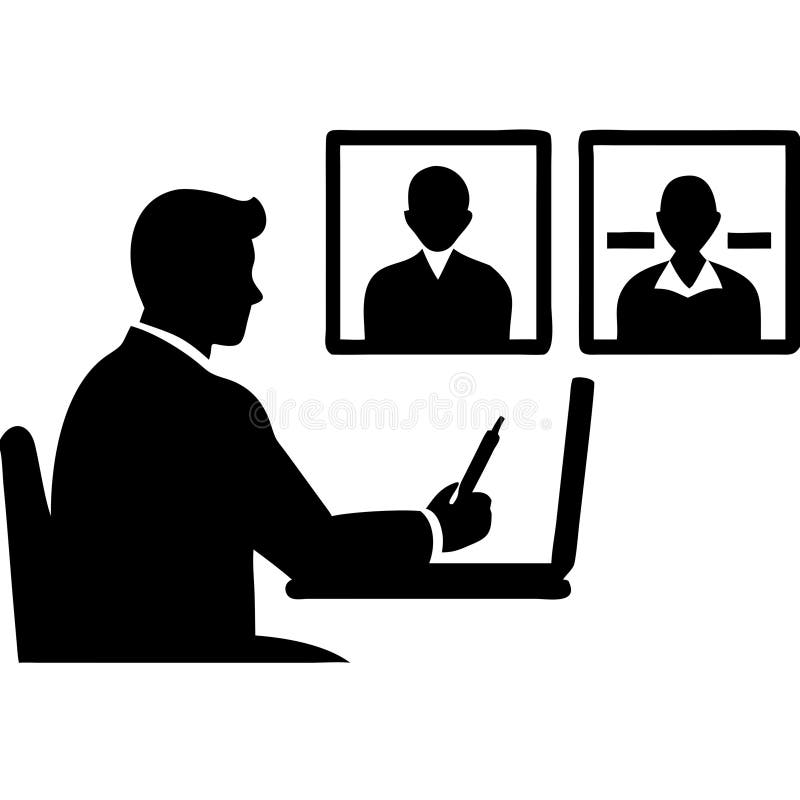 Business Professional Conducting Video Conference Interview on Laptop ...