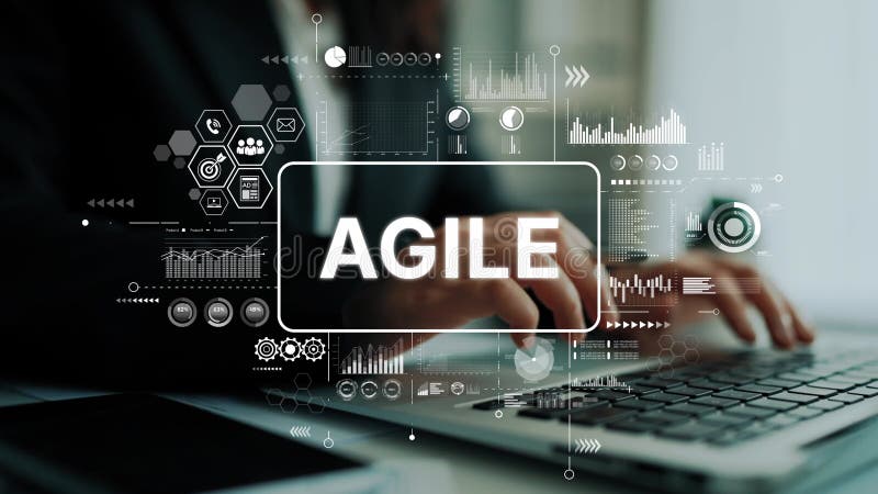 Business Professional Demonstrating Agile Methodology with Data Analytics and Modern Technology ...
