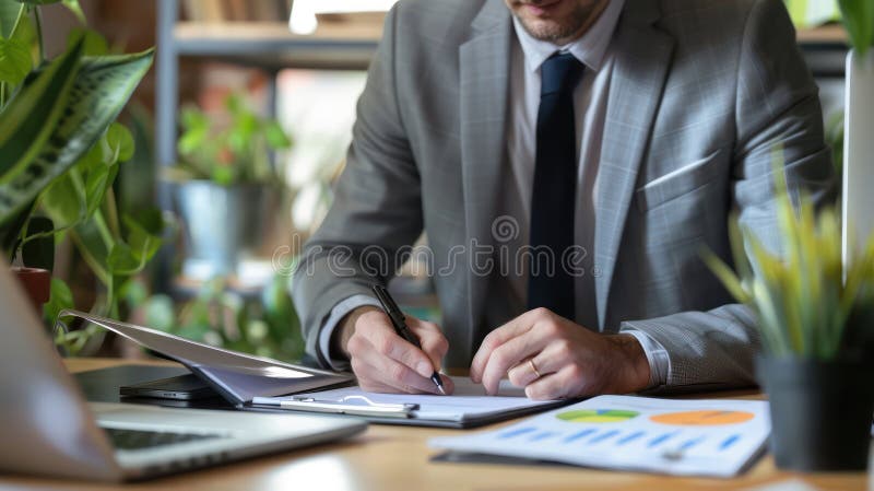 Business Professional Drafting a Policy Document Stock Illustration ...
