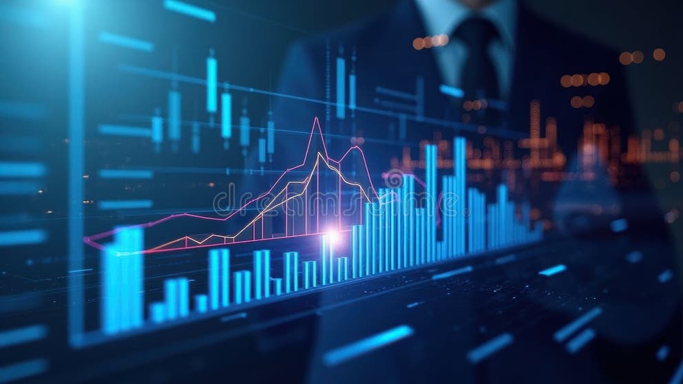 A Business Professional Dressed in Formal Attire Analyzes Glowing ...