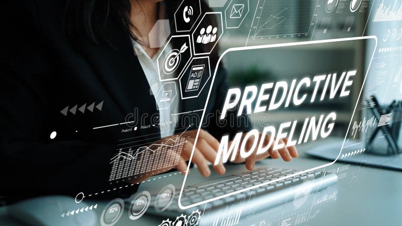Business Professional Engaged in Predictive Modeling with Data and Analytics Graphics in Modern ...