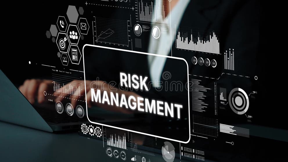 Business Professional Engaged in Risk Management Analysis with Data ...