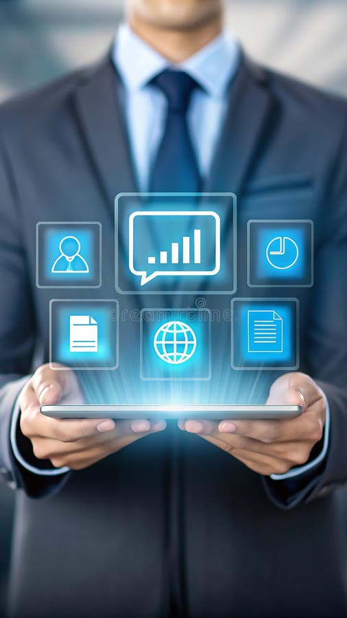 Futuristic Digital Interface with AI Technology. Business Professional ...