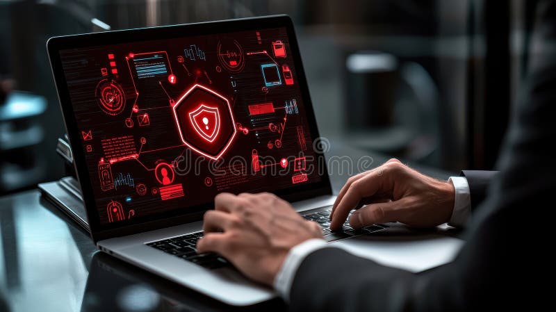 Business Professional Engaging with Data Security Software in a Modern ...