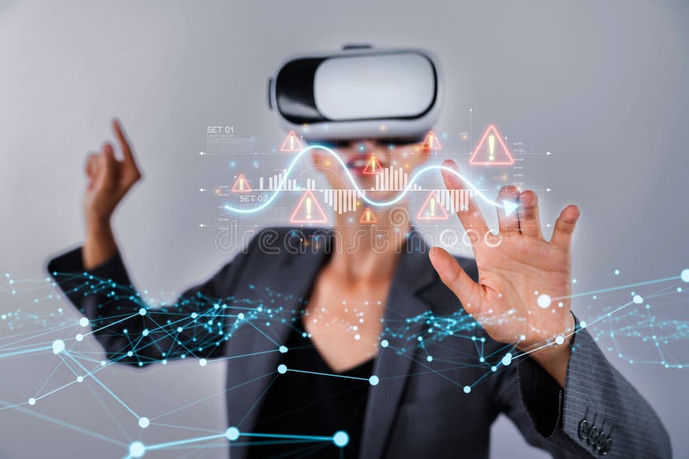 Business Professional Engaging with Futuristic Data Analytics Interface ...