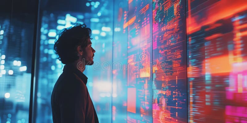 Business Professional Interacting with a Holographic Interface ...