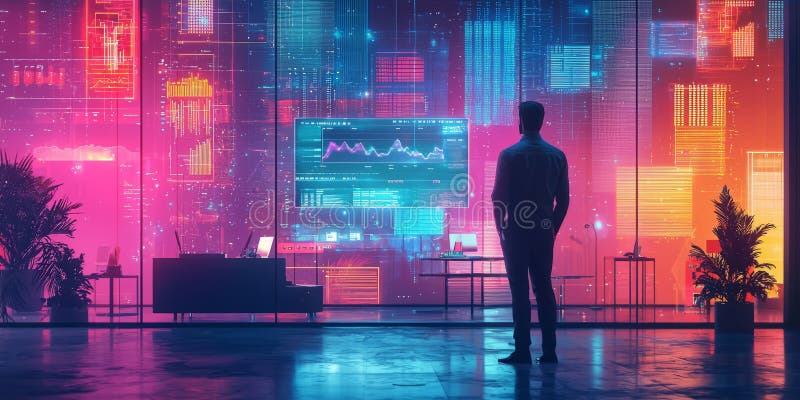 Business Professional Interacting with a Holographic Interface ...