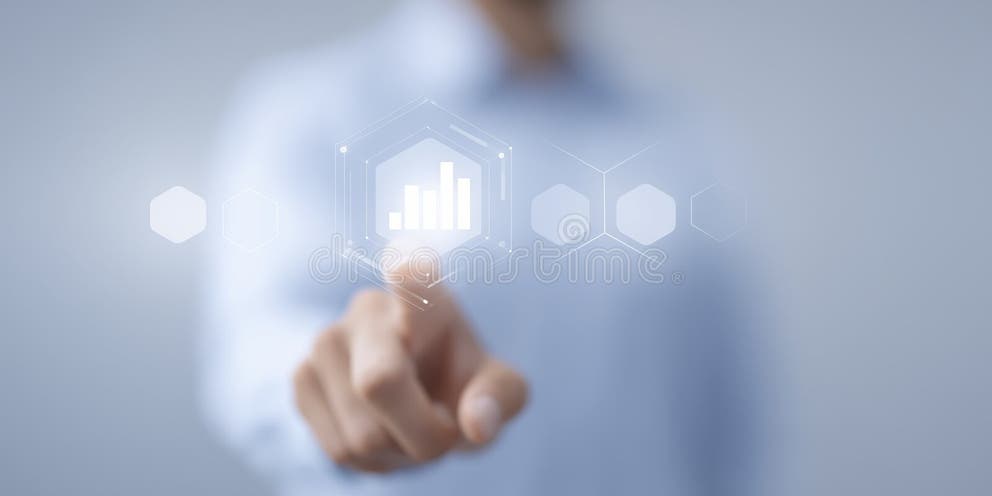 Business Professional Interacting with Digital Interface, Showcasing ...