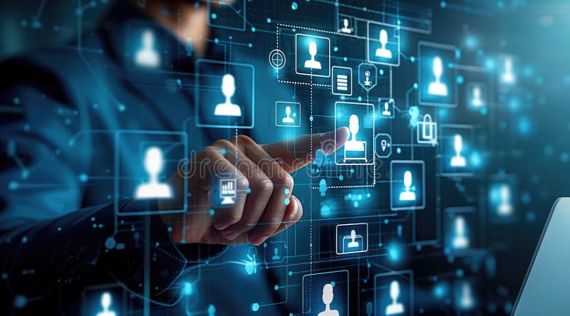 Business Professional Interacting with Digital Interface Showcasing ...