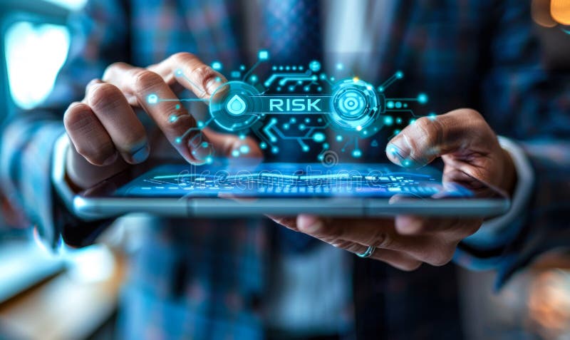 Business Professional Interacting with a Digital Risk Assessment Tool ...