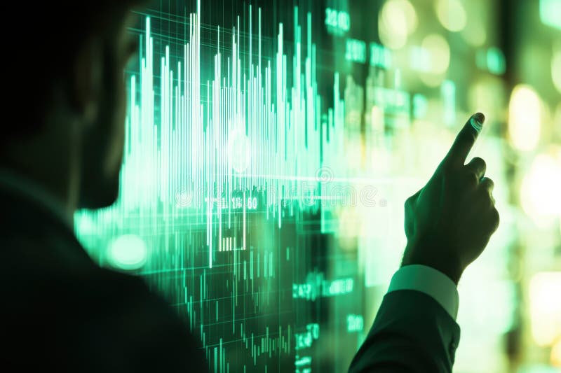 A Business Professional Interacts with a Digital Financial Graph ...
