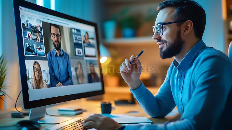 A Business Professional Participating in an Online Learning Course on a ...