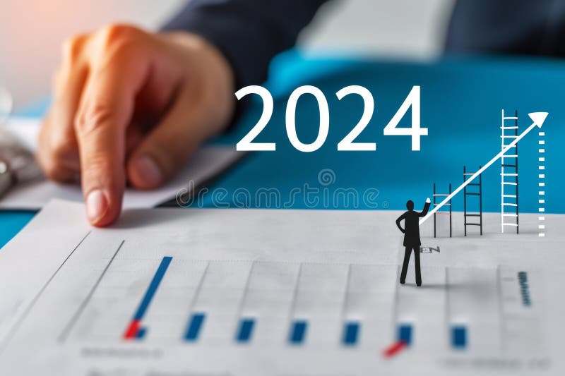 A Business Professional Points at a Report Displaying Growth Trends and ...