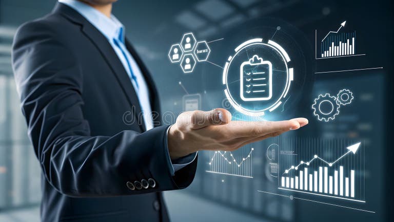 Business Professional Presenting Innovative Digital Solutions Concept ...