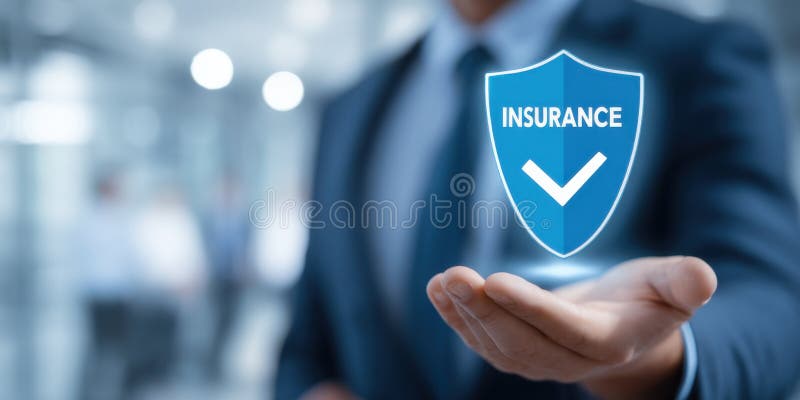 Business Professional Presenting Virtual Insurance Concept in a Modern ...