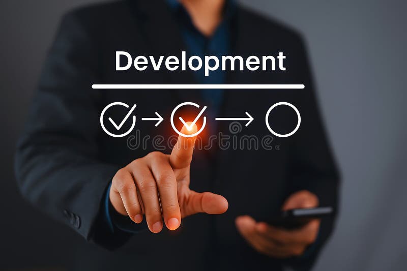 Business Professional Selecting Development Stage Progress Showing ...