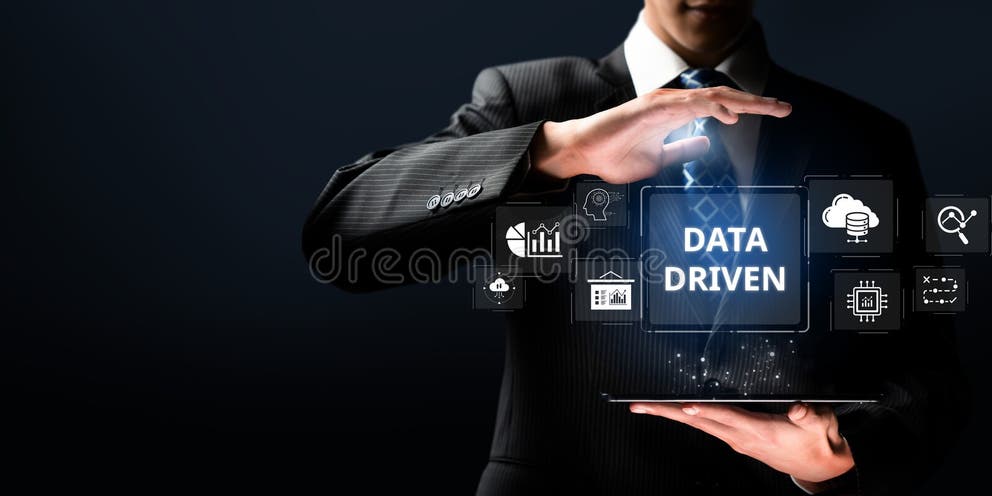 Business Professional Showcasing Data Driven Strategy with Visualizations in Cloud-Based System ...