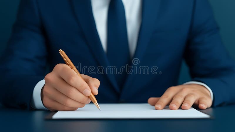 Business Professional Signs Document Contract Agreement Commitment ...