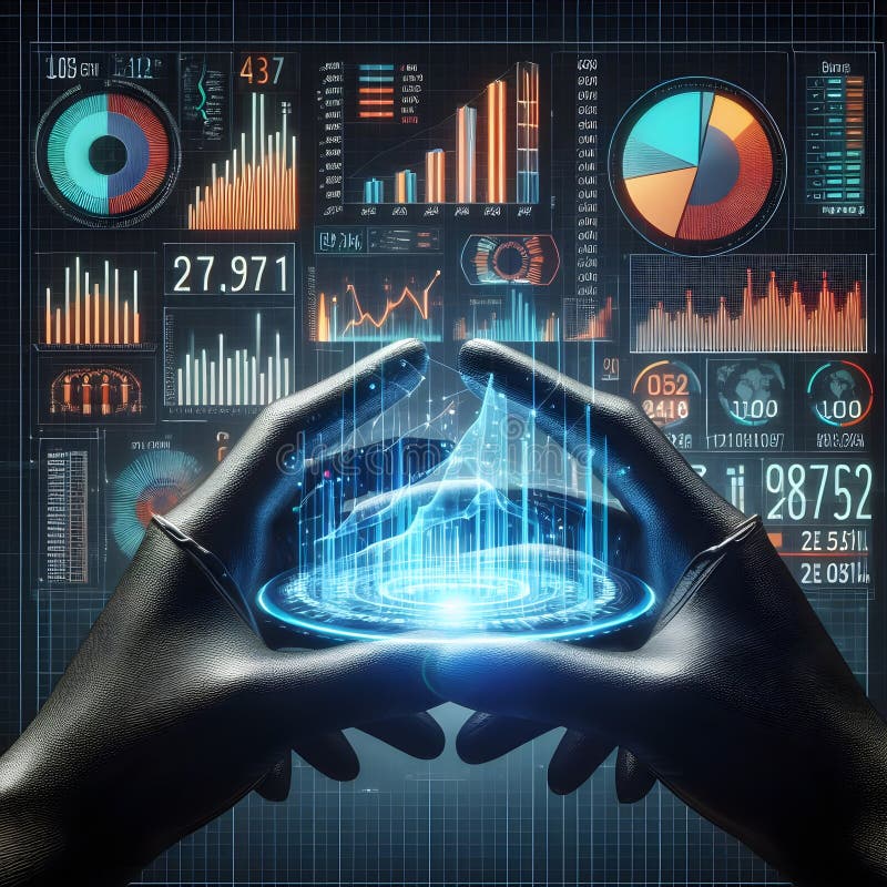 Business Professional Interacting with Advanced Futuristic Interface in ...