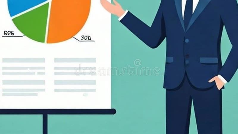 Business Professional Presenting Financial Data with Pie Chart and ...