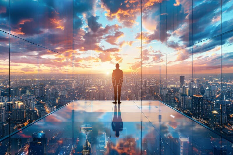 Business Professional with Two Exposures in a Backdrop of a Modern and ...