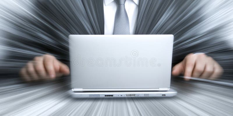 Business Professional Typing on Laptop with Speed and Motion Blur ...