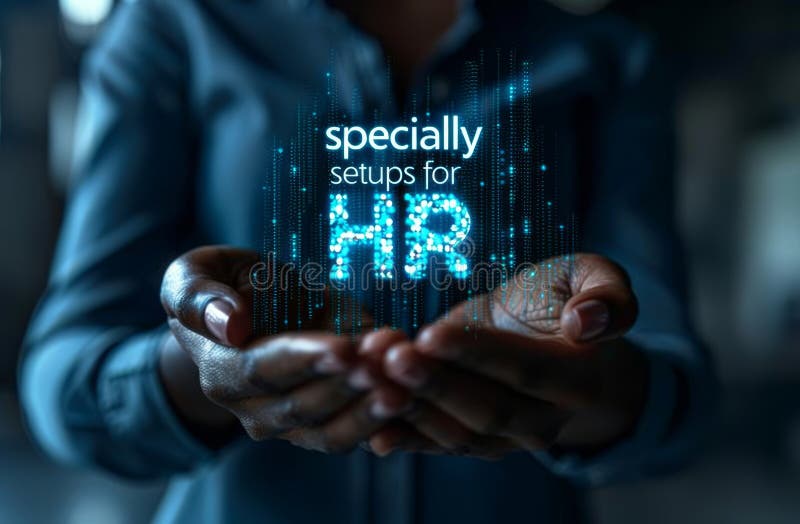 Business Professional Using Advanced Digital HR Technology Interface ...